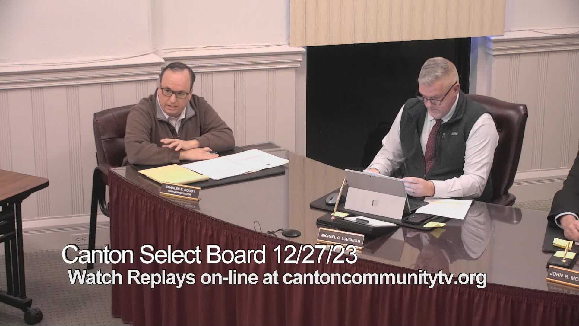 Canton Select Board Dec. 27, 2023